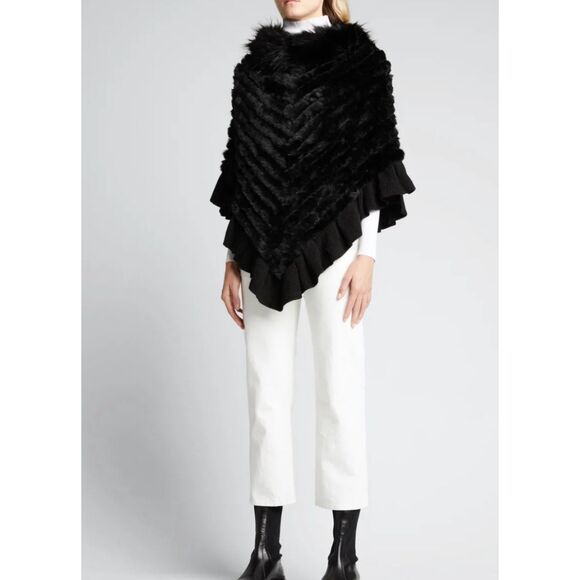 Pia Rossini | Sweaters | Pia Rossini Rhiona Quilted Faux Fur Poncho ...